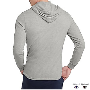 Champion, Midweight, Soft and Comfortable T-Shirt Hoodie for Men, Oxford Gray Script, Large