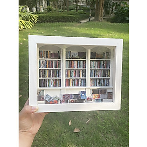 Generic Shake Away Anxiety Bookshelf,Stress Reliever,with 350Pcs Miniature Book Match Boxes Display Case Cabinet Decoration, for Book Lovers (white)