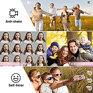 Digital Camera, FHD 1080P Digital Camera for Kids with 16X Digital Zoom, Compact Point and Shoot Camera Portable Mini Camera Small Camera for Teens Students Boys Girls Seniors(Light Pink)