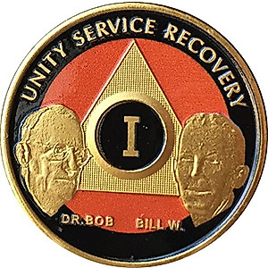 1 Year Founders AA Medallion HD Orange Black Gold Plated Bill & Bob Chip