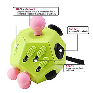 UOOEFUN Fidget Cube Toy,Autism Toy,Relief Stress Cube Toy,Sensory Toy, Anxiety Toy for Childens and Adults with Improve Attention and Relieve Stress (Green / A3)