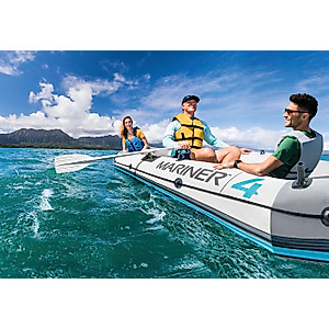 INTEX 68373EP Mariner 3 Inflatable Boat Set: Includes Deluxe 54in Boat Oars and High-Output Pump – Wear-Resistant Keel – Removable Fishing Rod Holders – 3-Person – 880lb Weight Capacity