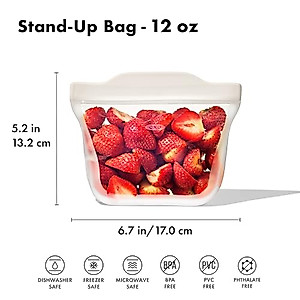 OXO Good Grips Silicone Reusable Bag – Stand-Up Snack (12 oz) – Oat