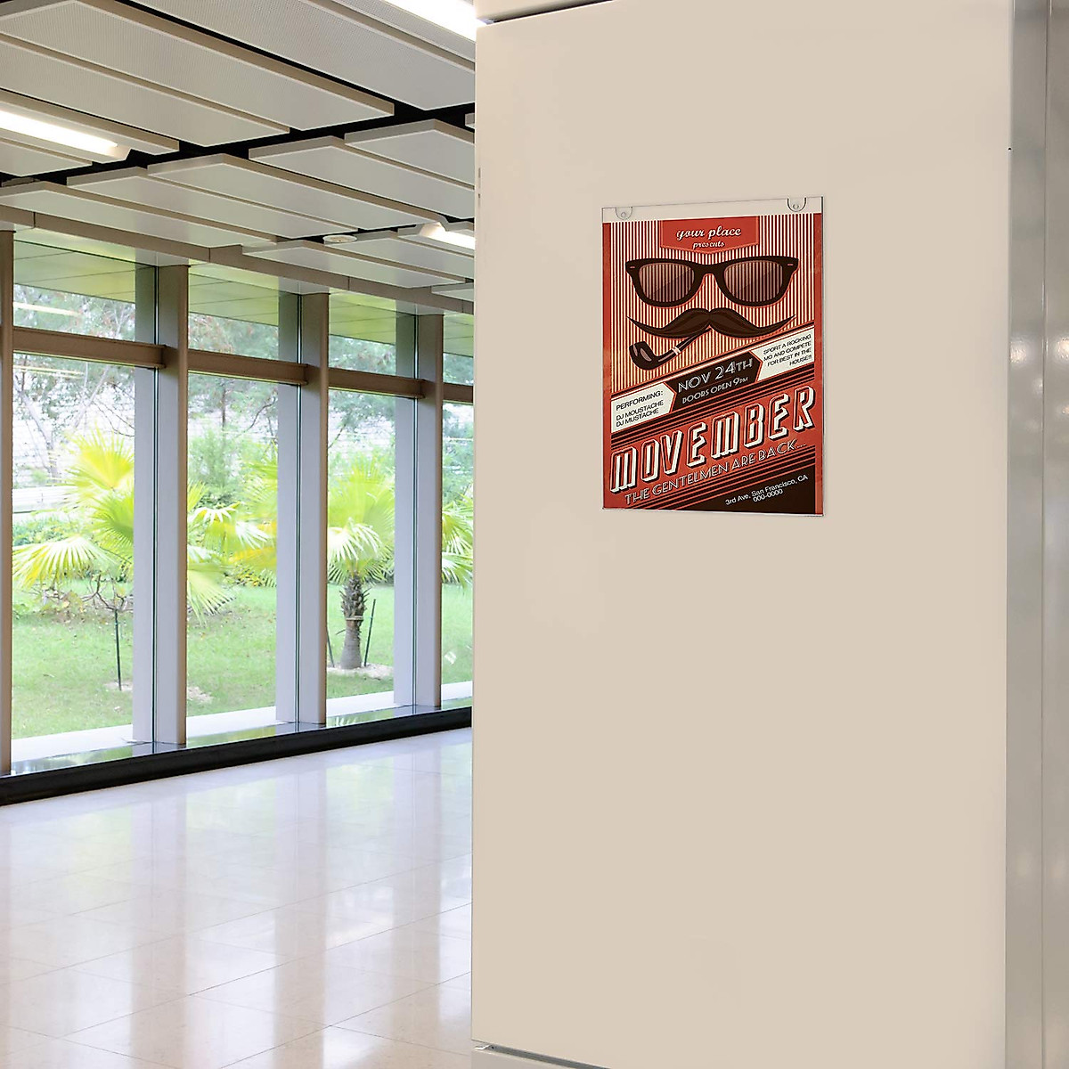 Acrylic Sign Holder 8.5" X 11" - Wall Mount Acrylic Frames for Picture, Poster and Flyer - Clear Plastic Sign Holder with 3M Tape Adhesive, Suction Cups and Screws, Pack of 6 Thick Poster Holder