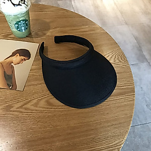 jecvxor Cloth Covered Slip-On Visor for Women, Adjustable Cap Sports Sun Visors for Men, Women's Clip On Golf/Tennis/Running Visor Hat (Black)