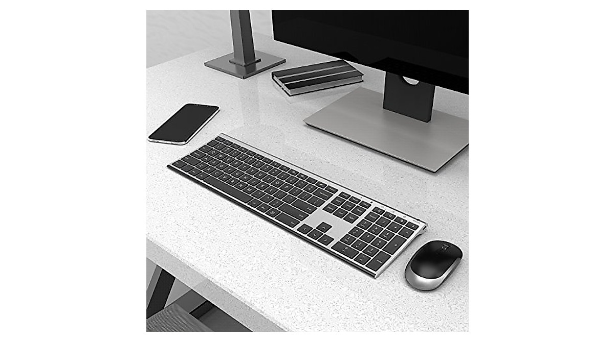 Wireless Keyboard and Mouse, Vssoplor 2.4GHz Rechargeable Compact Quiet ...