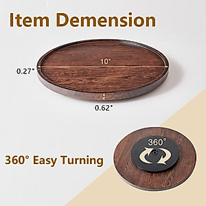 Lazy Susan Organizer 10 inches, Wood Lazy Susan Turntable Organizer for Cabinet Pantry Kitchen Countertop Cupboard (Walnut)