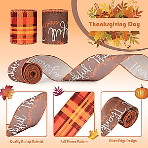 Fall Wired Ribbon,2 Rolls Thanksgiving Pumpkin Ribbon,10 Yards 2.5In Autumn Pumpkins Wired Edge Ribbon,DIY Wired Wrapping Craft Ribbon for Home Thanksgiving Decor Wrapping DIY Crafts (Thanks-Lattice)