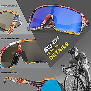 SCVCN Polarized Cycling Glasses Mountain Bike Glasses MTB Glasses Sports Sunglasses Men Women Bicycle Riding Glasses Biking Glasses TR90 Baseball Running Fishing Golf Sunglasses Cycle Glasses Blue