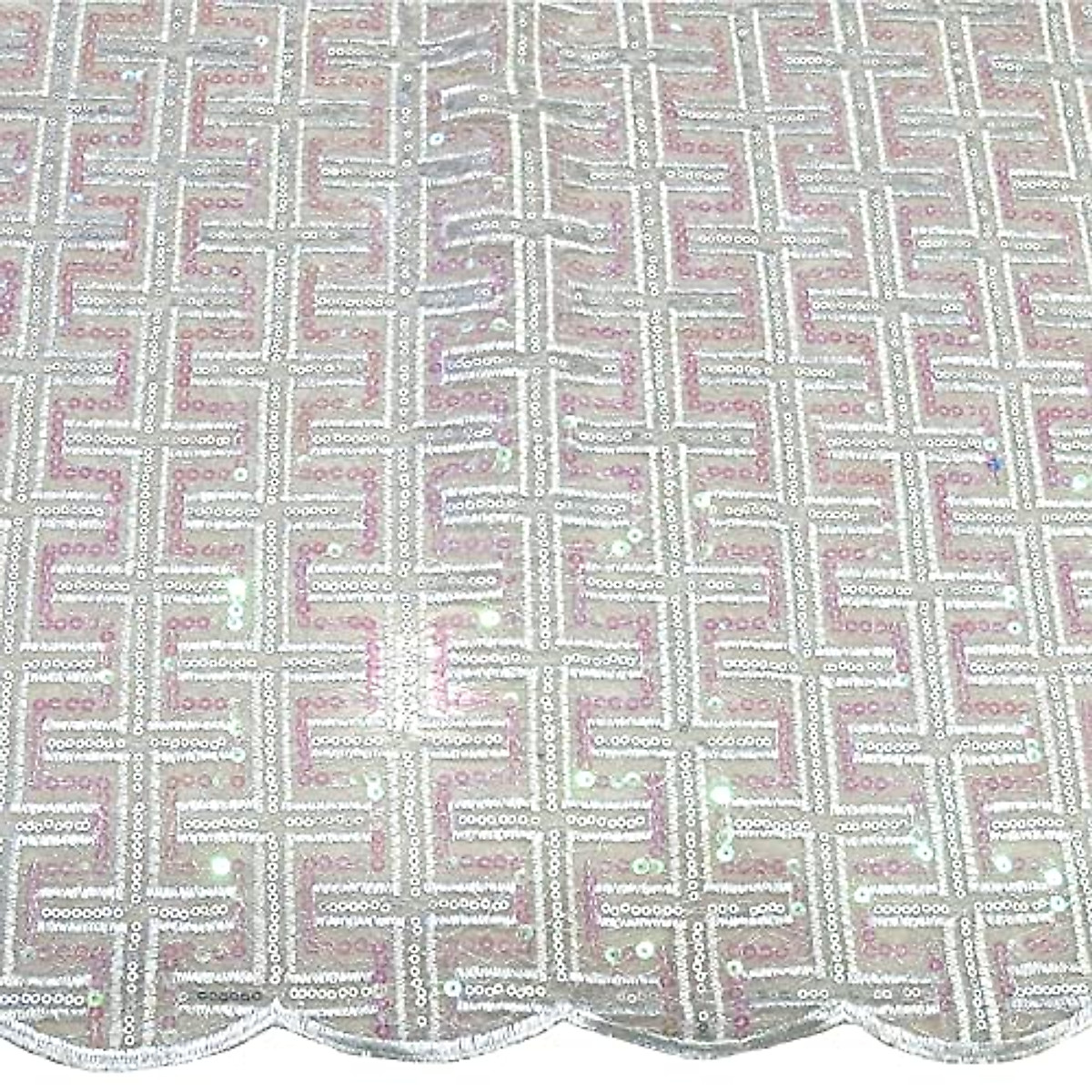 Bestway Lace White African Sequins Lace Fabric 5 Yards Nigerian Embroidered French Tulle Lace Fabric for Party Wedding(White)