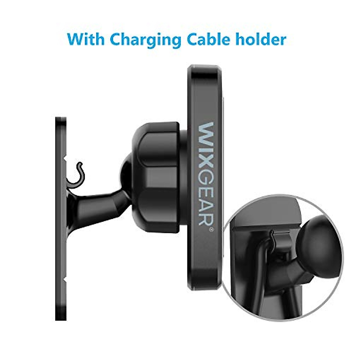 WixGear Magnetic Phone Car Mount, Universal Stick On Dashboard Magnetic Car Mount Holder, for Cell Phones and Mini Tablets with Fast Swift-snap Technology, (Rectangle Stronger Design)