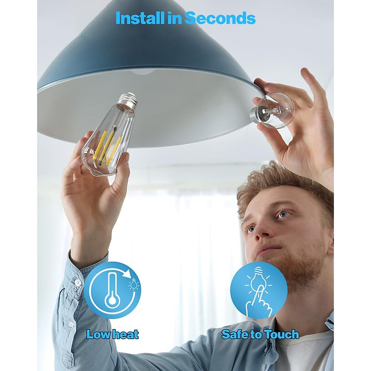 Sunco 16 Pack Dusk to Dawn Indoor Residential Vintage LED Edison Bulbs 75W Equivalent 7W, 850 Lumens Non-Dimmable ST58 Filament 4000K Cool White, E26 Medium Base 120V Clear Glass Light Bulbs