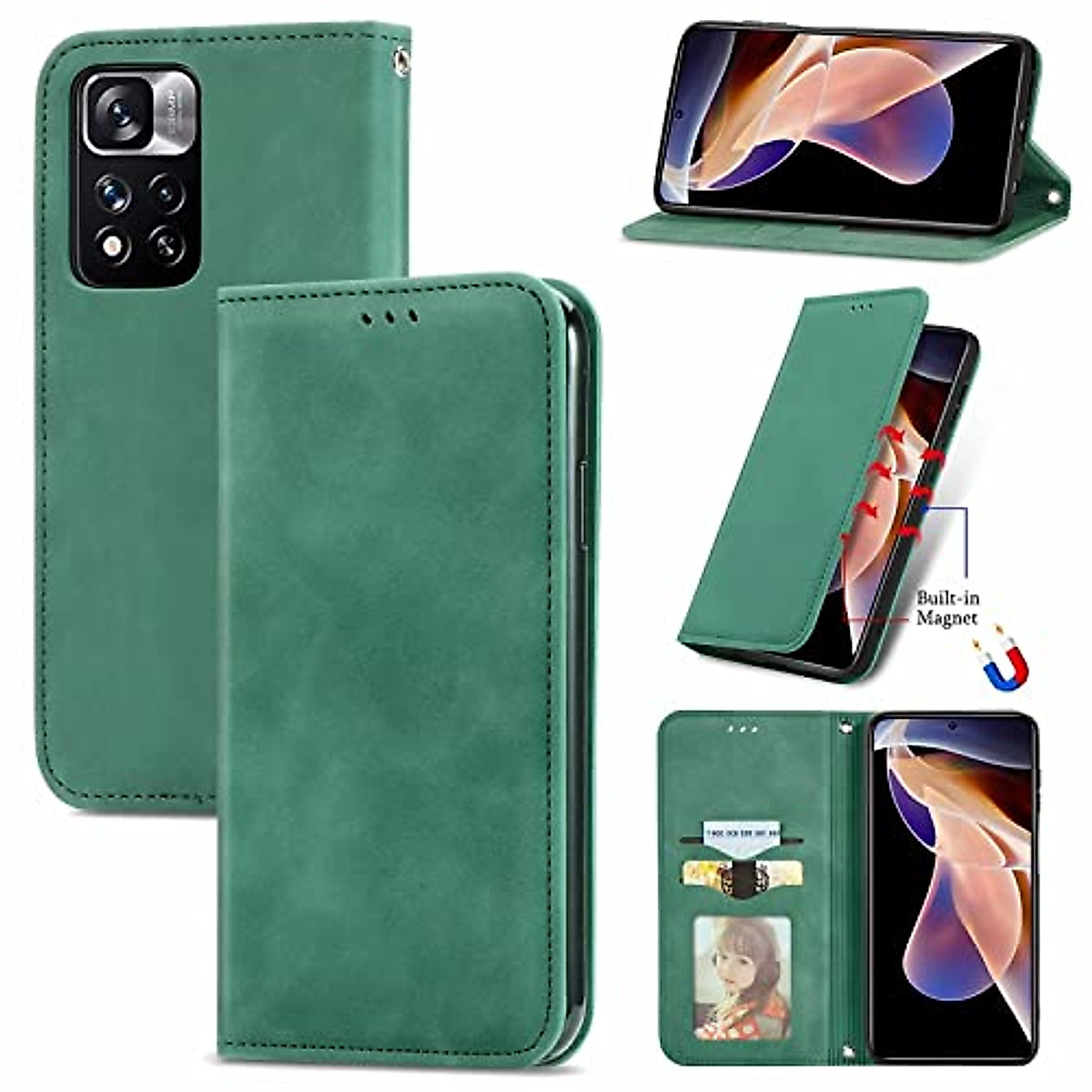 YBROY Case for Motorola ThinkPhone, Magnetic Flip Leather Premium Wallet Phone Case, with Card Slot and Folding Stand, Case Cover for Motorola ThinkPhone.(Green)