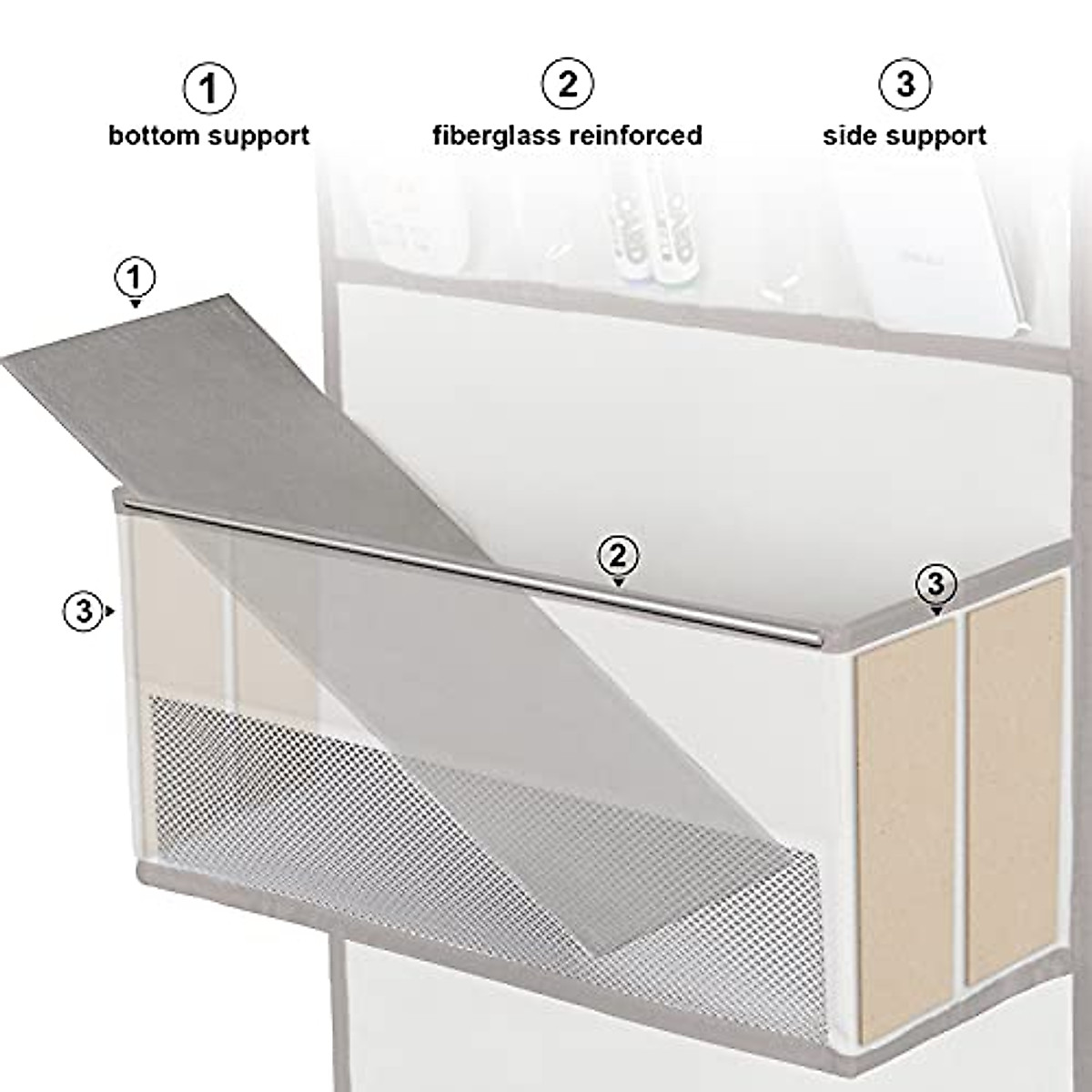 Univivi Door Hanging Organizer Nursery Closet Cabinet Baby Storage with 4 Large Pockets and 3 Small PVC Pockets for Cosmetics, Toys and Sundries (Beige)