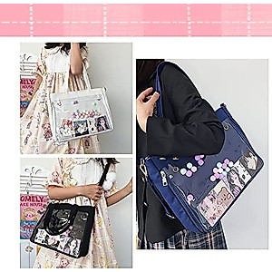 Ita Bag Ita Ba Zakkamart Tote Bag 2way Clear A4 Clear Bag Shoulder Deco Bag Canvas Bag School Bag School Ladies (purple)