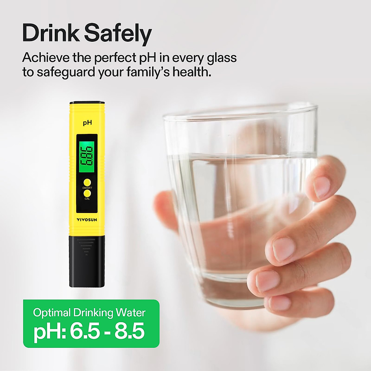 VIVOSUN Digital PH Meter for Water, 0.05ph High Accuracy Pen Type PH Tester for Hydroponics, Household Drinking, Pool and Aquarium