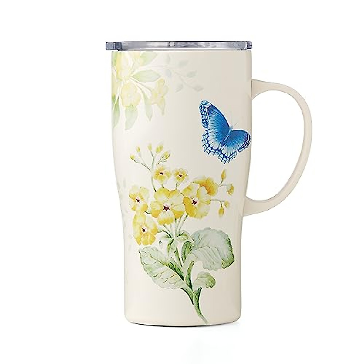 Lenox 895751 Butterfly Meadow Yellow Flowers Stainless Steel Car Coffee Mug, 2 Count