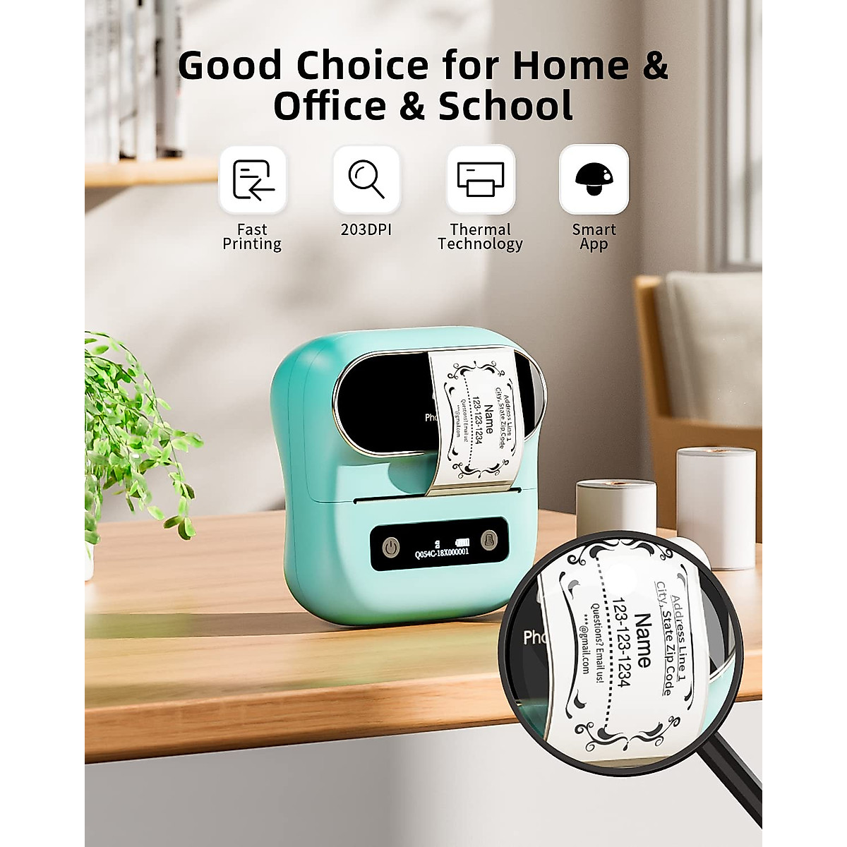 Phomemo Label Maker, M220 Portable Bluetooth Wireless Inkless Label Printer, 3 Inch Barcoden Labeler, Great for Home, School & Office, Compatible with Phone, PC, with 3 Label