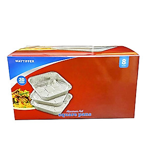 Waytiffer 20pack-8 x 8 Square Baking Cake Pans with Plastic Dome Lids Disposable Aluminum Foil Tins,Heavy Duty cake Pans Roasting Pans,Cooking Tins Homemade Breads Oven Pans