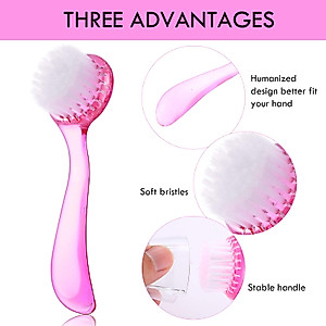 3 Pieces Facial Cleansing Brush Acrylic Handle Face Scrubbers Soft Bristle Exfoliator Cleaner Brush Scrub Exfoliating Facial Scrubber for Face Care Makeup Skincare Removal(Pink, Purple, Blue)
