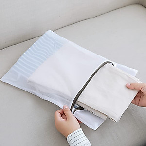 Mesh Laundry Bags Heavy Duty Fine Mesh Wash Bag Travel Storage Organize Bag, Fine Weave Fabric Zipper Closure Travel Laundry Bag (Cylinder)