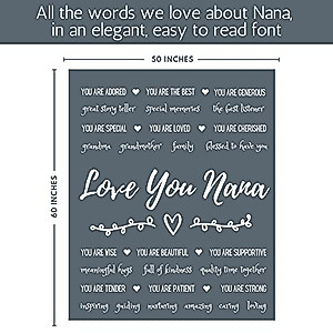 FILO ESTILO Nana Gifts for Mothers Day, Nana Blanket, Nana Birthday Gifts from Grandchildren, for The Best Nana Ever Gifts, Nana Presents and Gift Ideas (Grey, Fleece)