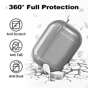 Foweroty for Airpods Pro Case Cover with Key Buckle, Clear Anti-Yellow Protective TPU Cover Case for Airpods Pro(Clear Black)