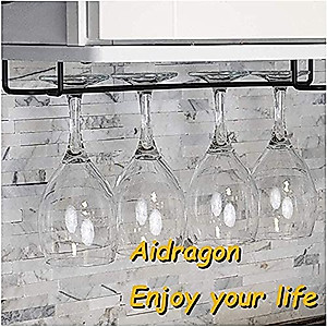 2 Pcs Household Wine Glass Rack, Wine Cabinet Goblet Rack, Wine Glass Rack, Wine Rack Hanging Rack 17 Inch, Black