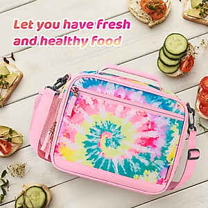 Choco Mocha Tie Dye Lunch Box Kids Lunch Box for Girls Lunch Boxes for School Girls Lunchbox for Kids Lunch Bag for Girls with Shoulder Strap for Toddler Preschool Kindergarten