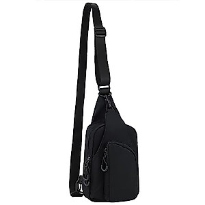 Niumike Small Sling Bag with Adjustable Straps Crossbody Chest Bags Lightweight Water-resistant Daily Backpack for Women Men Casual Outdoor Traveling Hiking, Black