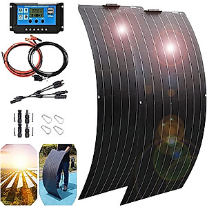 AQWSD 1000 Watt Solar Panel Kit, with 40A Charge Controller 2 × 500 Watt Flexible Monocrystalline Solar Panel for 12-24V Battery Charging Car Battery Camper RV Yacht Battery Boat