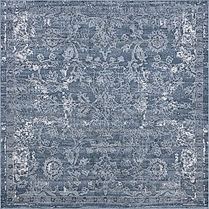 Unique Loom Portland Collection Area Rug - Albany (7' 10" Square, Blue/ Gray)