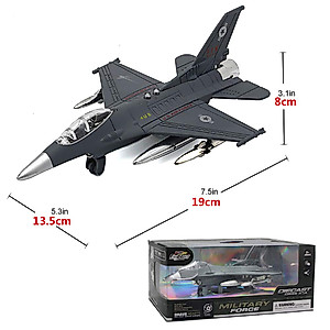Lynkaye F-16 Fighting Falcon Thunderbirds Toy Army Air Force Military Airplane Model Kit with Fun Lights and Sounds (Grey)