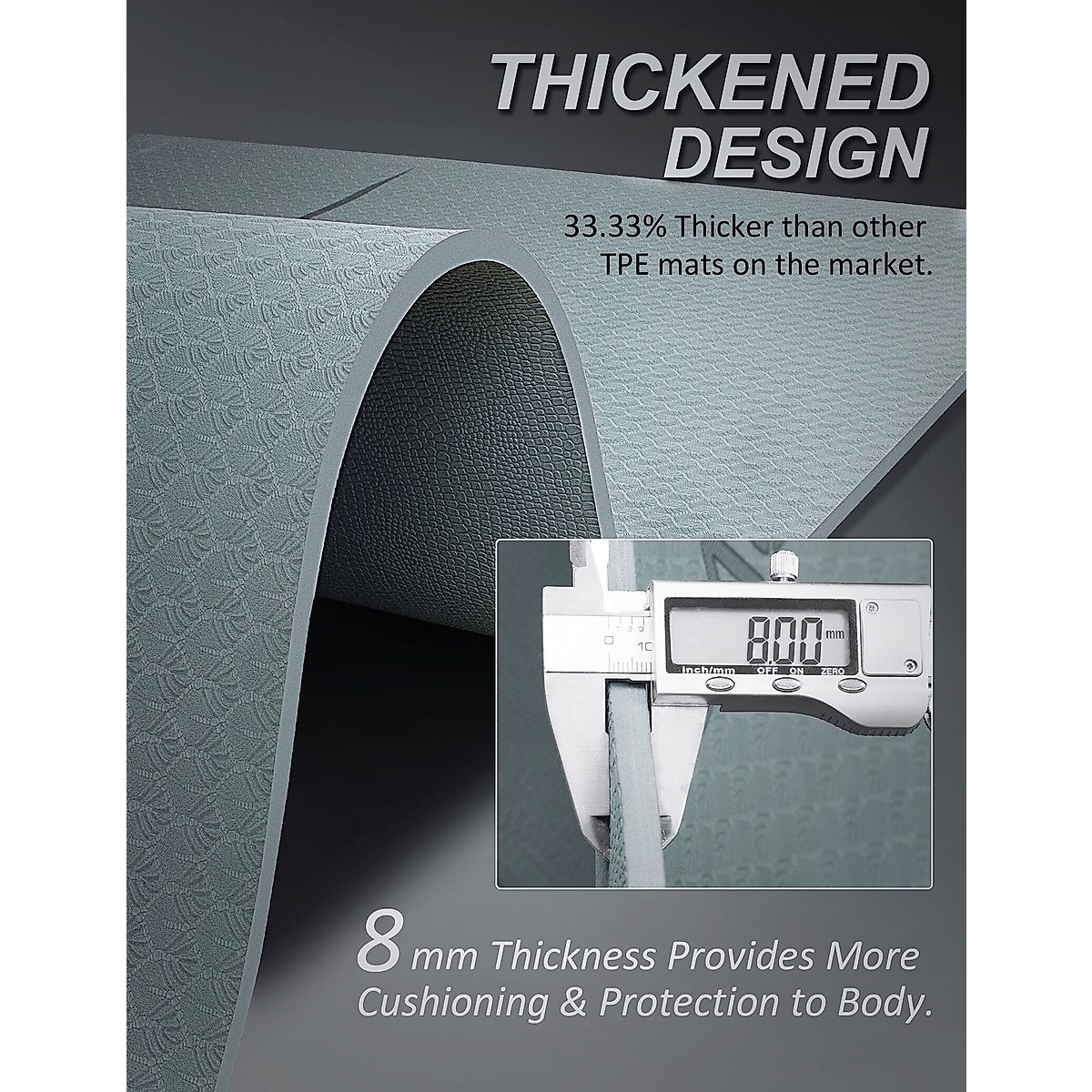 6' x 4' Large Yoga Mat, 1/3 Inch Extra Thick Yoga Mat Double-Sided Non Slip, Professional TPE Yoga Mats for Women Men, 24 Sq.Ft Large Exercise Mat for Yoga, Pilates and Home Workout Gray