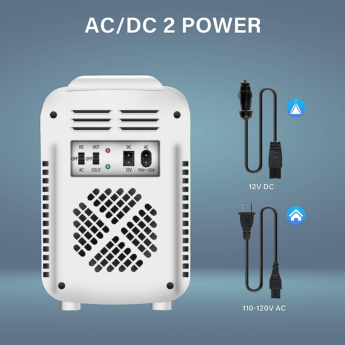 YSSOA 4L Mini Fridge with 12V DC and 110V AC Cords, 6 Can Portable Cooler & Warmer Compact Refrigerators for Food, Drinks, Skincare, Office Desk, White, Bedroom, Dormitory, Car, White