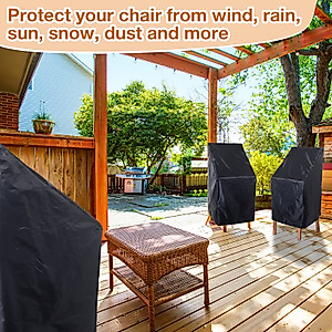 Woanger 8 Pcs Black Patio Chair Cover Outdoor Chair Cover 210D Oxford Cloth Waterproof Stacking Chair Cover High Back Lawn Chair Cover with Storage Bag for Protecting Furniture Chair 25 x 25x 47inch