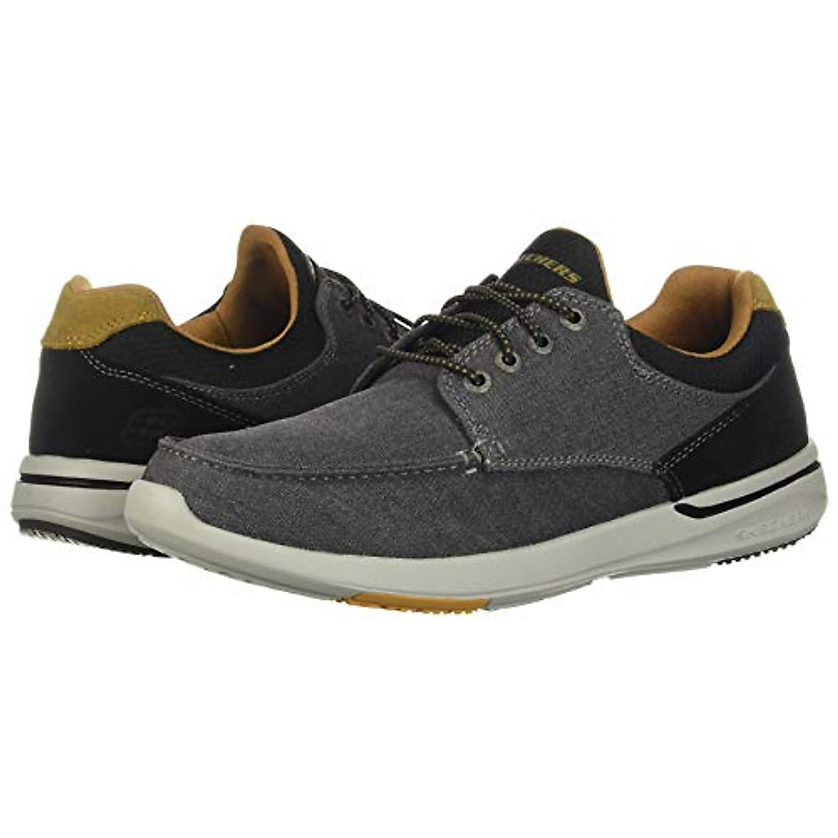 Skechers Men's Relaxed Fit-Elent-Mosen Boat Shoe, Black, 9.5 M US