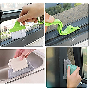 ICEYLI Window and Sliding Door Track Cleaning Brushes Set, Window Blind Duster, 2-in-1 Windowsill Sweeper, Hand-held Groove Gap Cleaning Tools, Tile Lines Brush, Straw Cleaner Brush, 8 Pieces