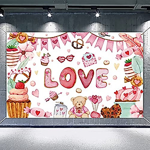 Large Happy Valentines Day Backdrop for Photography, Love Backdrop Decor Background Valentine's Day Banner Party Decorations