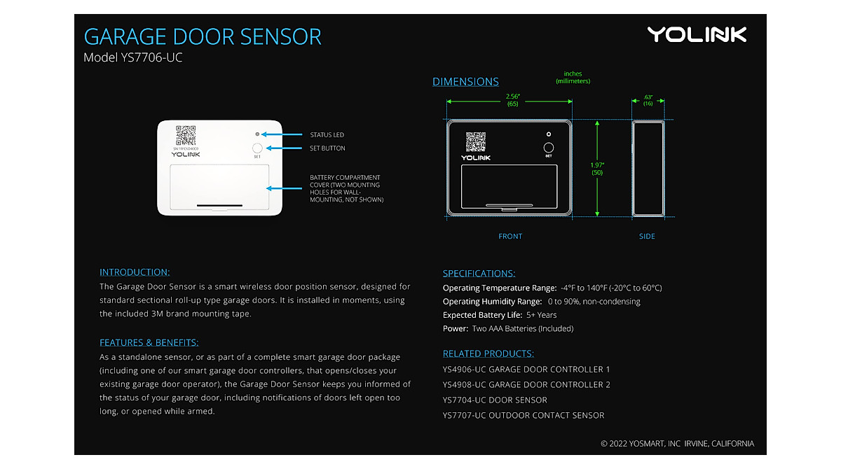 YoLink Garage Door Sensor - Smart Security & Alerts for Home