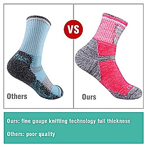 FEIDEER Hiking Socks Walking Socks For Women, 5 Pairs Outdoor Recreation Socks Moisture Wicking Crew Socks (Purple/Red/Pink/Orange/Blue)