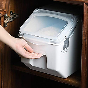 YARNOW Rice Storage Containers Rice Storage Bin Dog Food Containers for Rice Grain Cereal Oatmeal Sugar Nuts Beans (Size S, Grey)