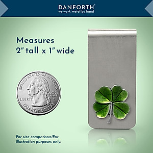 DANFORTH Four Leaf Clover Money Clip For Men, Handcrafted Pewter Metal Irish Shamrock Money Clip, 2”, Made In USA