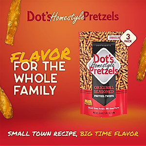 Dot's Homestyle Pretzels 18 Ounce Family Size Original Seasoned Pretzel Twists (3 Pack)
