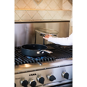 Hot Top Holder for Hot Pan Lids - No Burning of Hands - No Mess - No Condensation - Stone Black