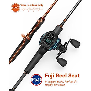 Cadence Primo Baitcasting Rod - Strong & Sensitive Fishing Rod, 40 Ton Carbon Fiber Ultralight Casting Rod with Fuji Reel Seat, Stainless Steel Guides with SiC Inserts, Fishing Pole (Primo-701B-MF)