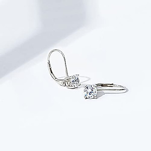 Amazon Essentials Platinum Plated Sterling Silver Lever back Earrings set with Round Infinite Elements Cubic Zirconia (1 cttw) (previously Amazon Collection)