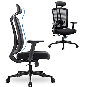TUOMUR Office Chair Ergonomic Desk Chair Breathable Mesh Computer Chair Adjustable Height with Lumbar Support Armrest Executive Rolling Swivel Adjustable Task Chair for Home Office, Black