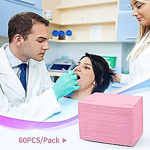 Dental Bib Disposable Pink Polyback Towel Waterproof Patient Bibs 3 Ply Tattoo Paper Napkins for Dental Clinic, Tattoo Piercing, Feeding - Soft and Fluid Resistant - 13&#039;&#039; x 18&quot;