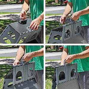 Bee Neat Folding 2 Step Stool for Adults - Collapsible & Foldable Step Ladder for Office, Garage, Closet, Bathroom - Non-Slip & Wide Stepping Stool Supports 300lbs - Industrial - Gray